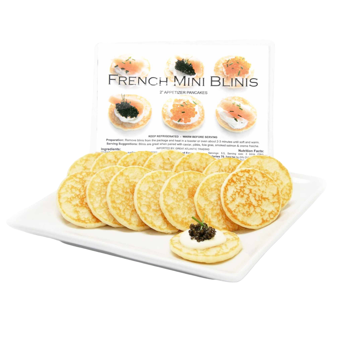 French Frozen Mini Blinis for Caviar, 16 CT X 4 OZ | Bistro Culinary Market